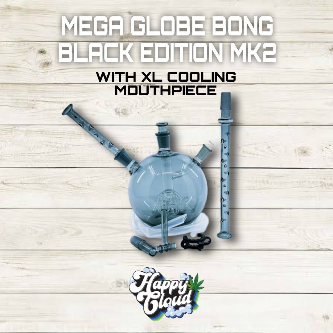 Mega Globe Bong Black Edition MK2 With XL Cooling Mouthpiece – Happy Cloud